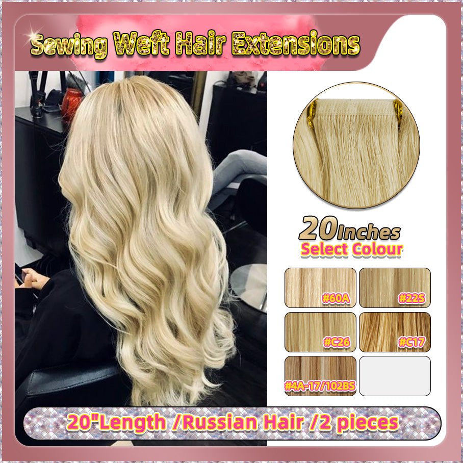 20'' Sewing Weft Hair Extensions 2 Strips Standard Full Head (Blond ...
