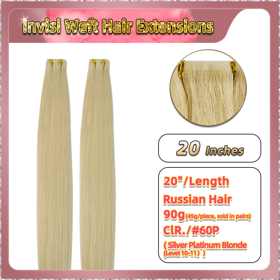 20'' Russian Hair On Blonde Range Invisi Weft Hair Extensions 2 Strips ...