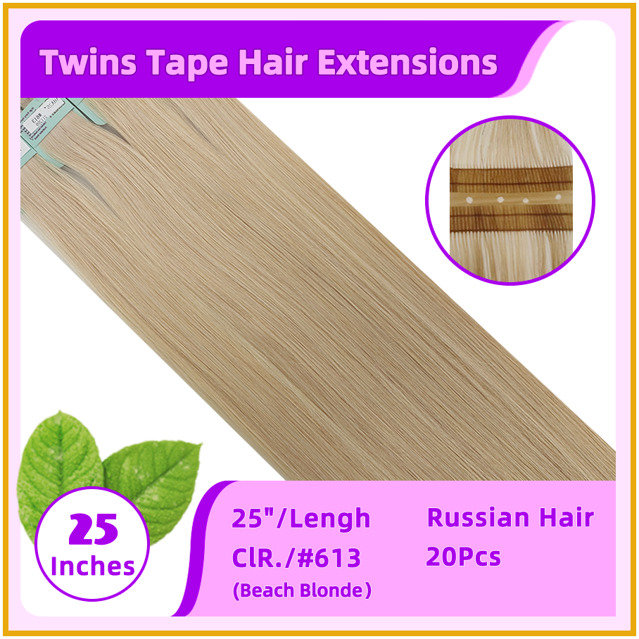 25" 20 Pieces Twins Tape Russian Hair Extensions – Hair Direction Australia
